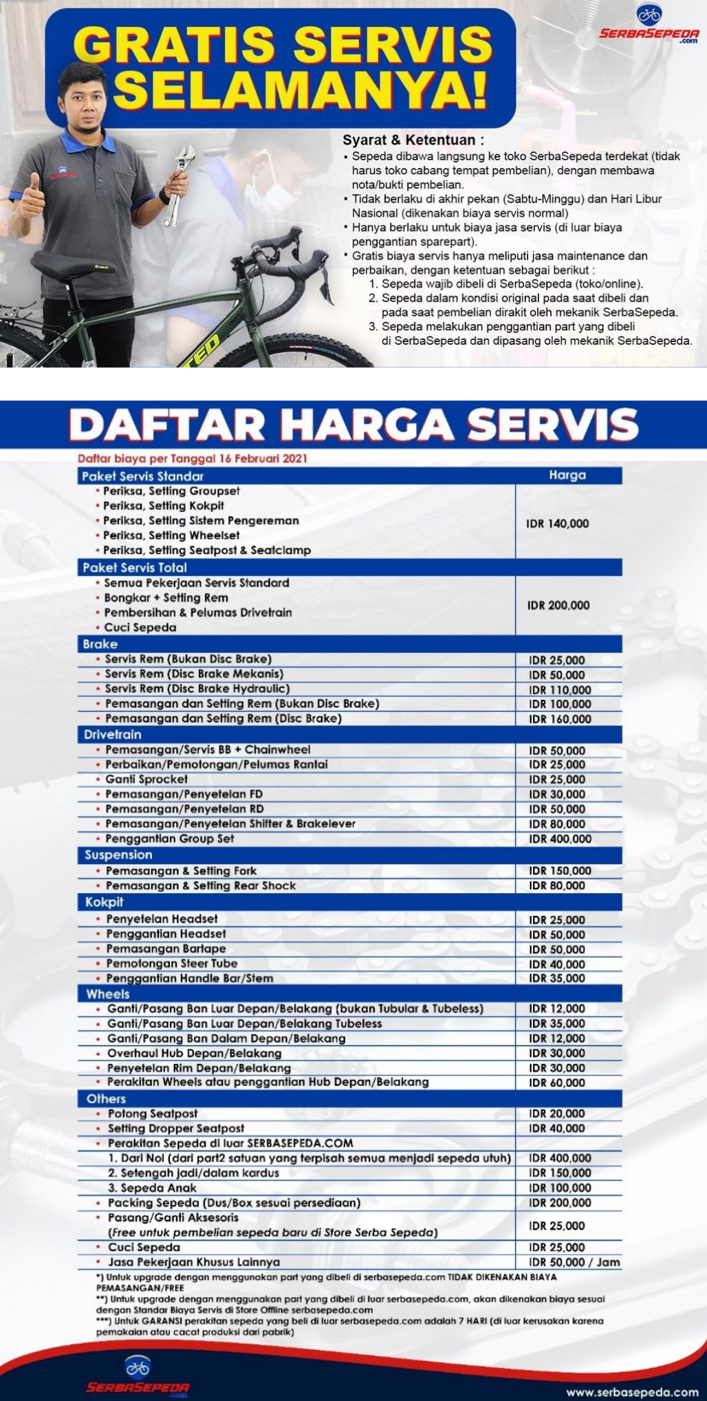 List Biaya Servis | SerbaSepeda.com I Toko Sepeda Online Gratis Ongkir ...